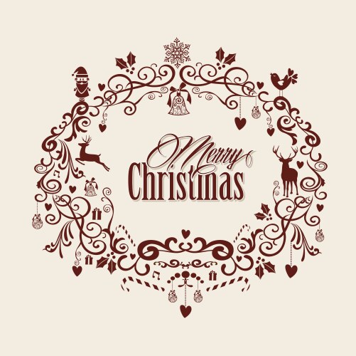 Merry christmas vintage element seamless pattern Vector Image
