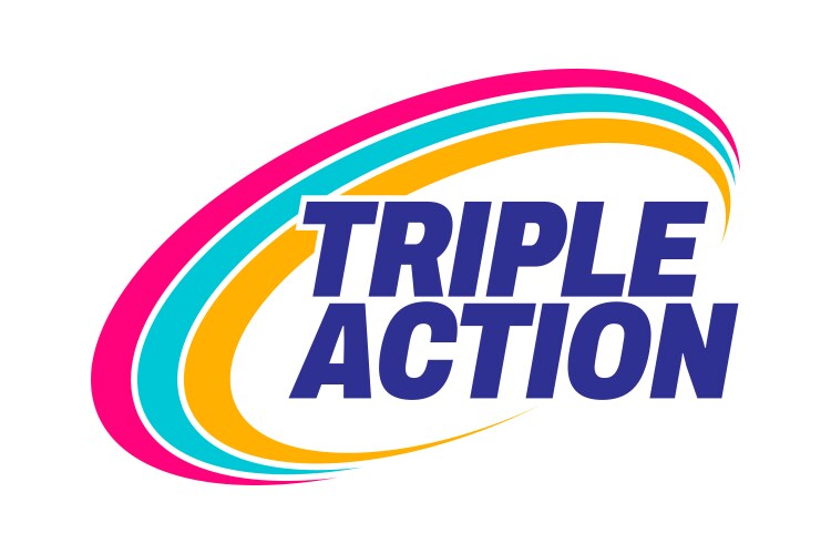 Triple action 3x icon logo badge Royalty Free Vector Image