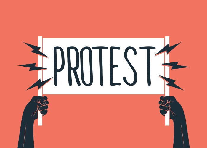 Raised fist on red fire fight club or protest Vector Image