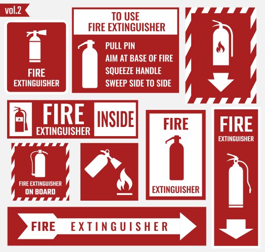 Fire extinguisher signs Royalty Free Vector Image