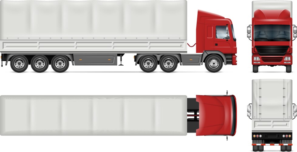 Isolated tractor trailer side front back top Vector Image