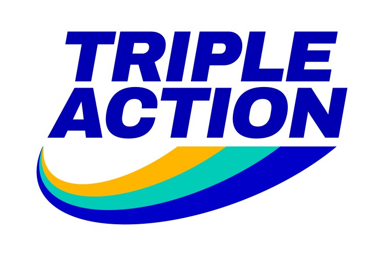 Triple action 3x icon logo badge Royalty Free Vector Image