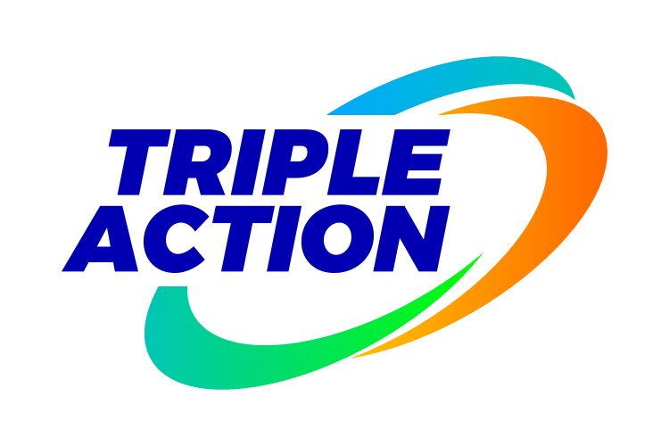 Triple action 3x icon logo badge Royalty Free Vector Image