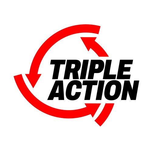 Triple action 3x icon logo badge Royalty Free Vector Image