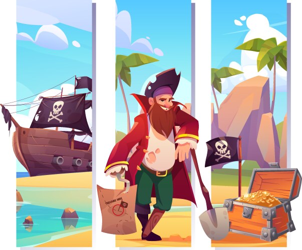 Desert island and treasure chest Royalty Free Vector Image