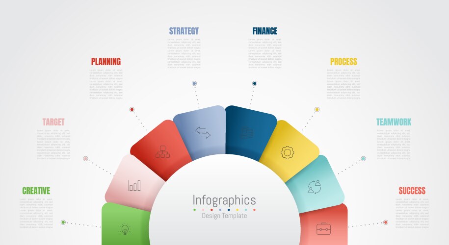 Infographic 8 options design elements Royalty Free Vector