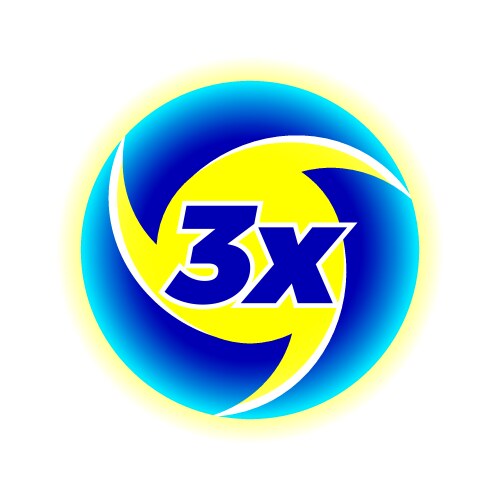 Triple action 3x icon logo badge Royalty Free Vector Image