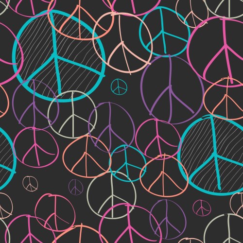 Sketch peace symbols seamless pattern background Vector Image