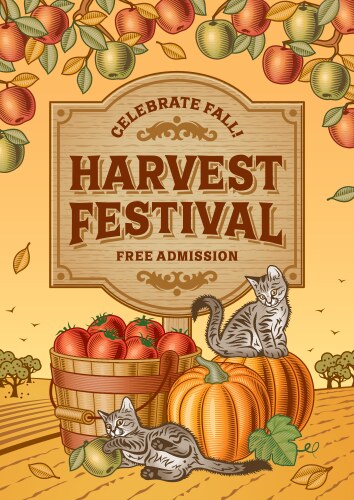 Rustic Pumpkin Harvest Poster Royalty Free Vector Image