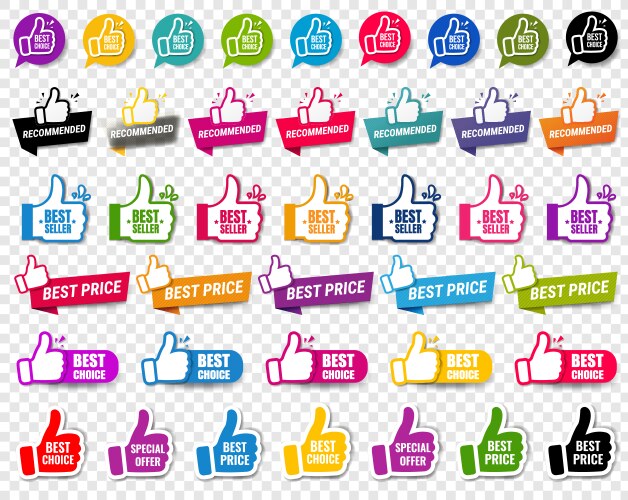 Hand banner recommended and best choice white Vector Image