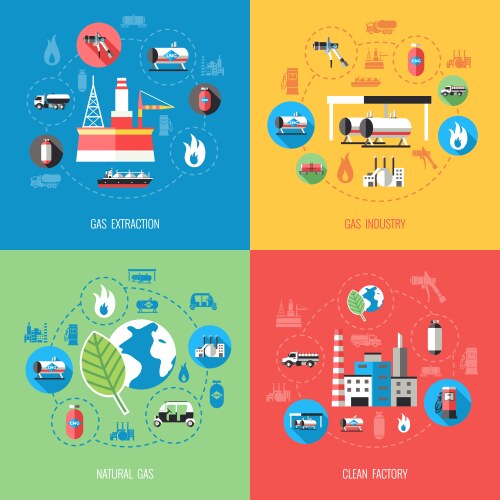 Gas industry isometric background Royalty Free Vector Image