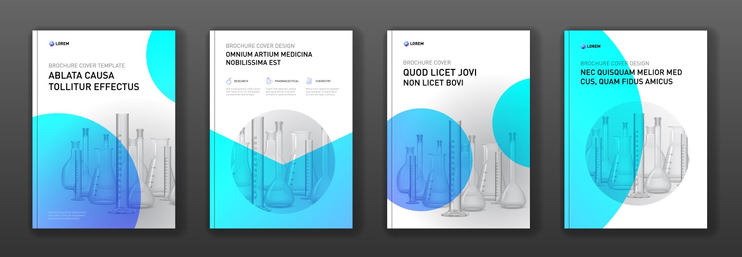Pharmaceutical brochure cover design layout set Vector Image