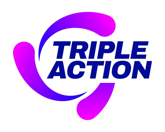 Triple action 3x icon logo badge Royalty Free Vector Image