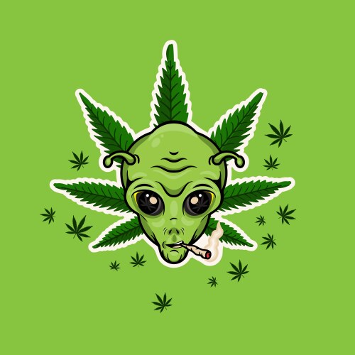 Alien Smoking Weed Poster Royalty Free Vector Image