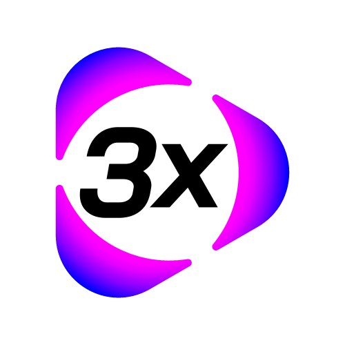 Triple action 3x icon logo badge Royalty Free Vector Image