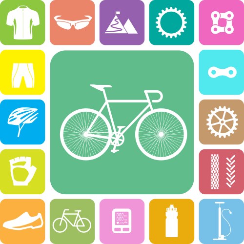 Bike logos cycle linear colorful icon set Vector Image