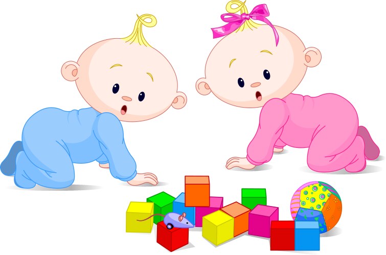 Twin babies Royalty Free Vector Image - VectorStock