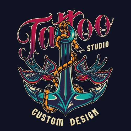 Tattoo studio logo design retro styled emblem Vector Image