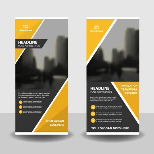 Blue triangle business roll up banner flat design Vector Image
