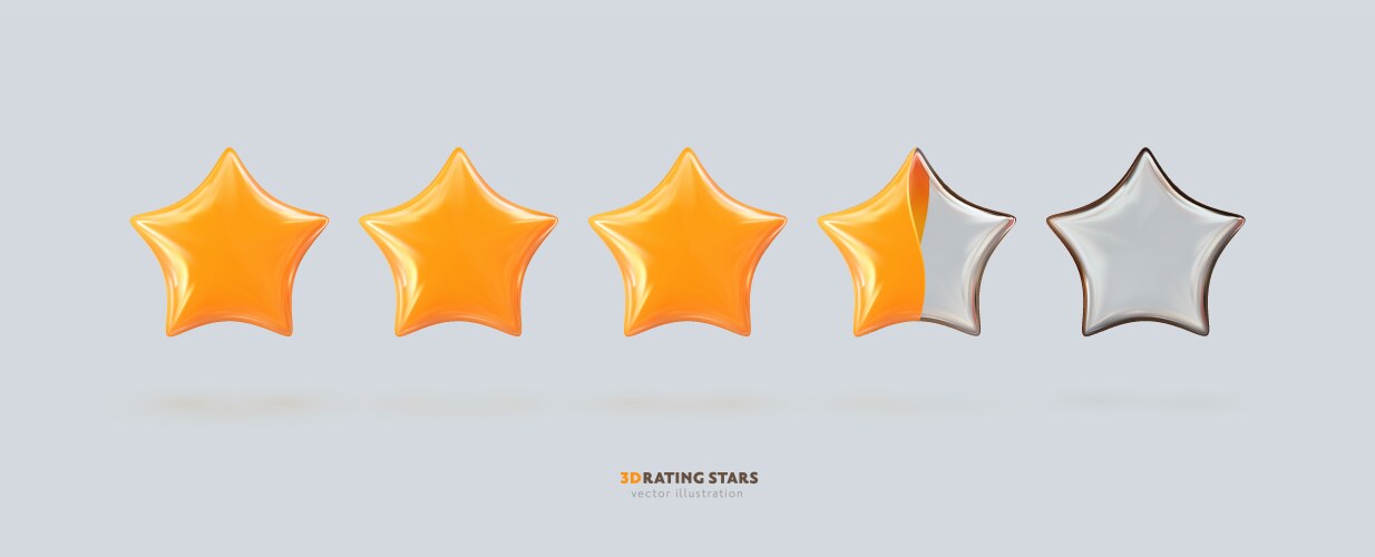 3d star rating cartoon Royalty Free Vector Image