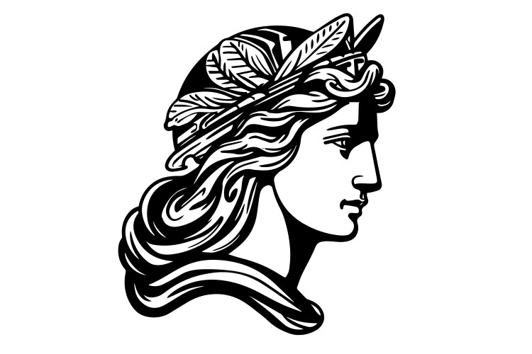 Venus Goddess Drawing Trendy Vector Print With A Statue Of The Head Of