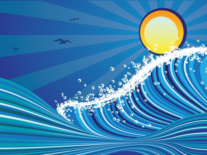 Cartoon stormy sea Royalty Free Vector Image - VectorStock