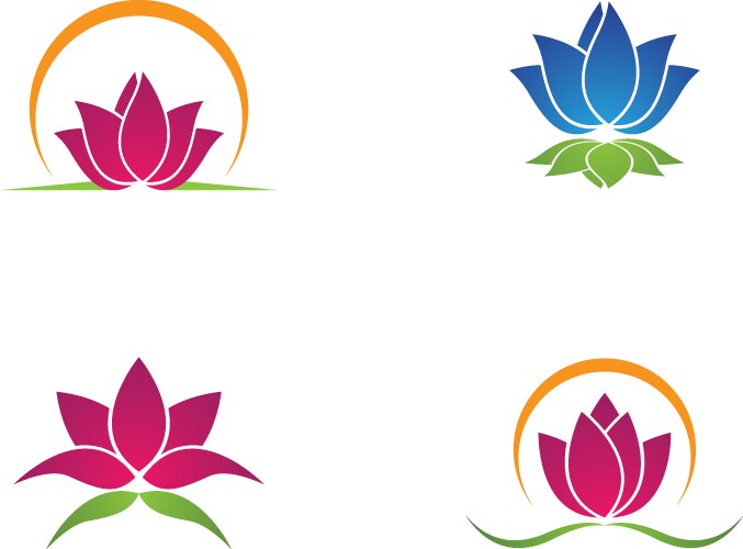 Five leaves lotus flower logo template Royalty Free Vector