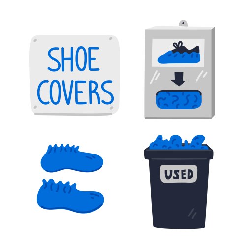 Use shoe covers sign protective medical Royalty Free Vector