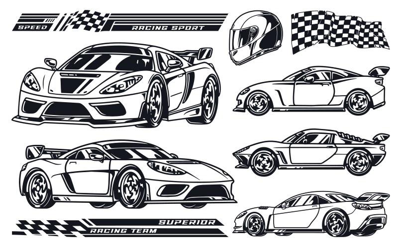 Racing badge design set Royalty Free Vector Image