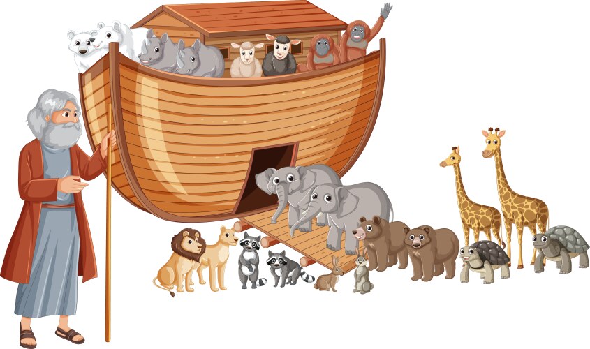 Cartoon characters from the noahs ark bible story Vector Image