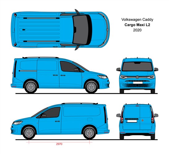 Vw caddy kasten starline maxi 2015-present Vector Image
