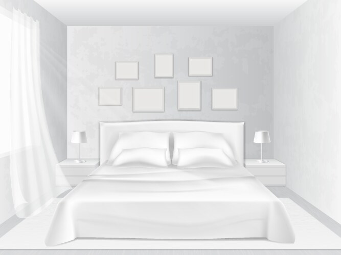 Single and double beds with white sheet linen Vector Image