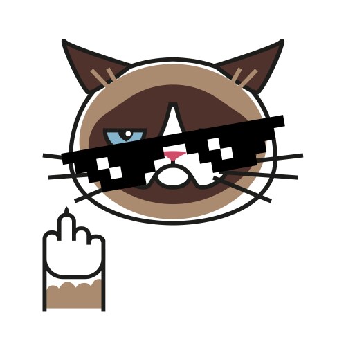 Grumpy cat making gesture with middle finger Vector Image