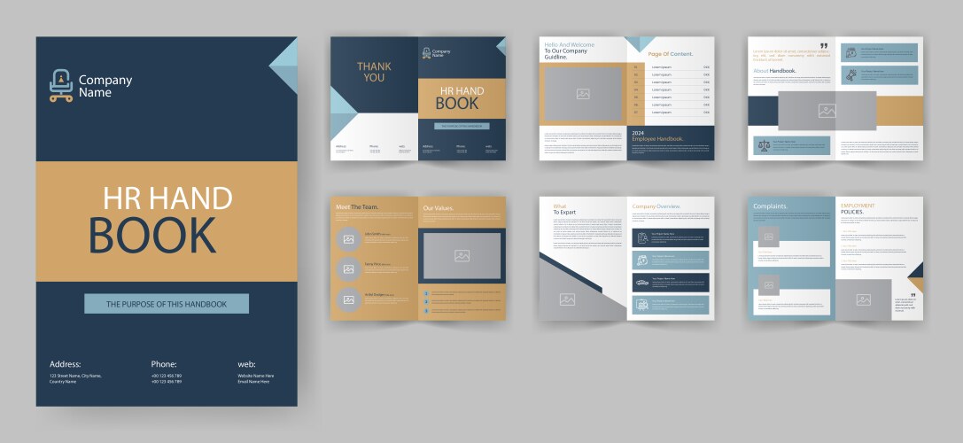 Hr employee handbook brochure template Royalty Free Vector