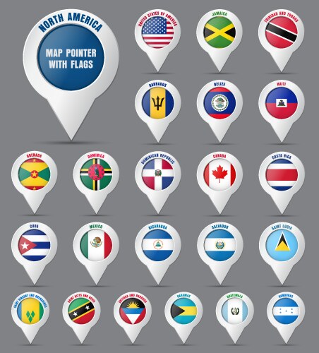 Set the pointer to map with flag Royalty Free Vector Image