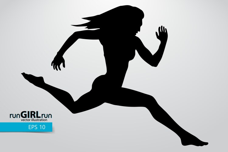 Running man and woman black silhouettes Royalty Free Vector