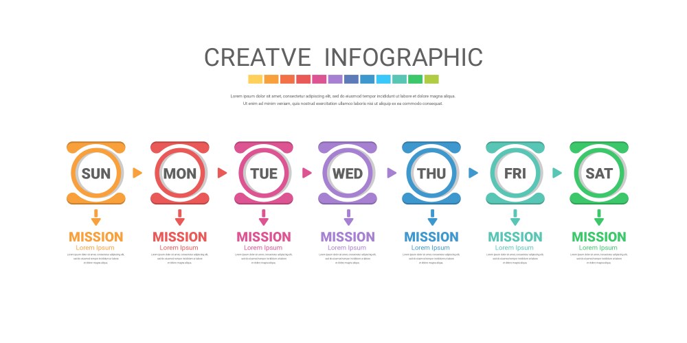 Weekly planner timeline business for 7 day Vector Image