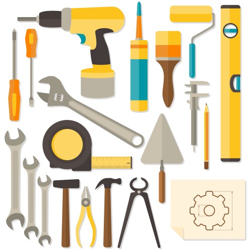 Set of diy cartoon tools Royalty Free Vector Image