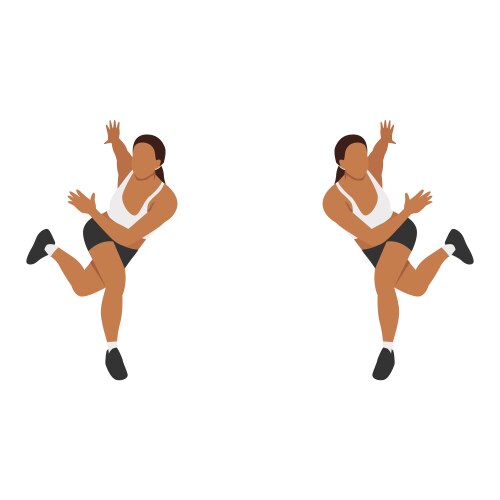 Woman doing side to hops exercise Royalty Free Vector Image