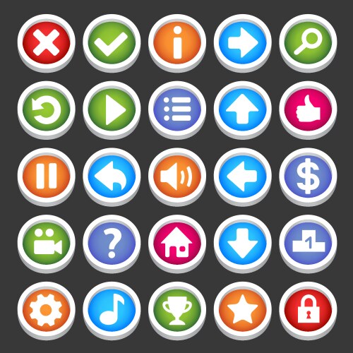 Mobile game ui collection of icons and buttons Vector Image