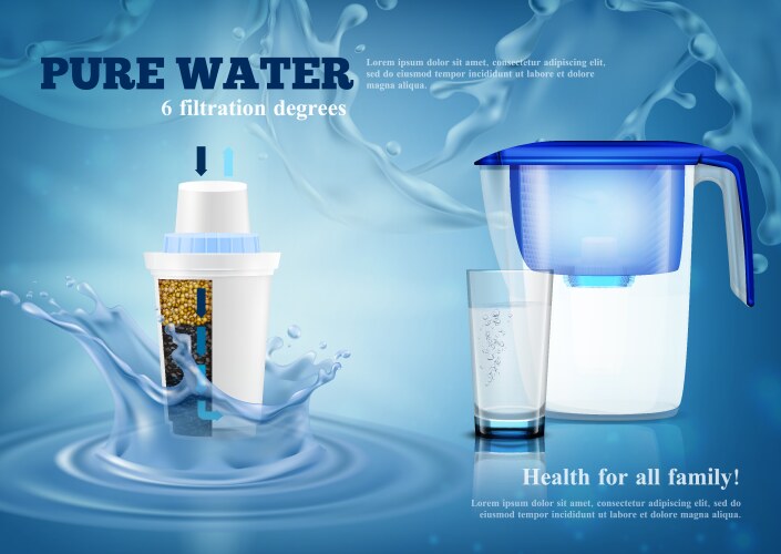 Realistic water filter infographic aqua Royalty Free Vector
