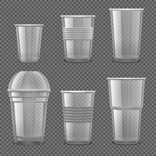 Realistic plastic cups mockup set Royalty Free Vector Image