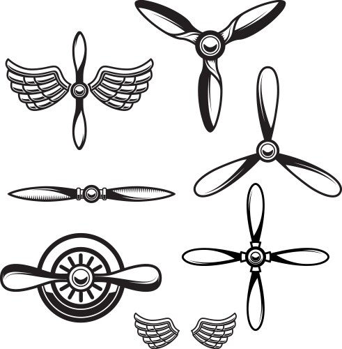 Airplane propeller symbols Royalty Free Vector Image