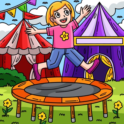 Circus child and trampoline cartoon clipart Vector Image
