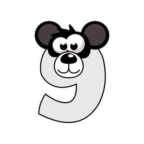 Funny bunny number 9 for kids nine digit Vector Image