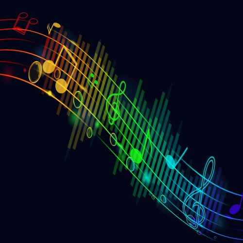 Colorful music notes with lines Royalty Free Vector Image