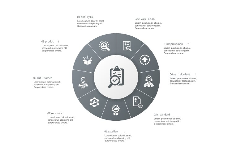Quality control analysis evaluation improvement Vector Image