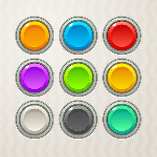 Game menu yellow ui buttons Royalty Free Vector Image