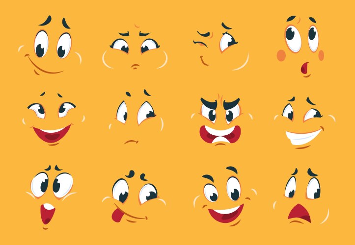 Cartoon faces funny face expressions caricature Vector Image