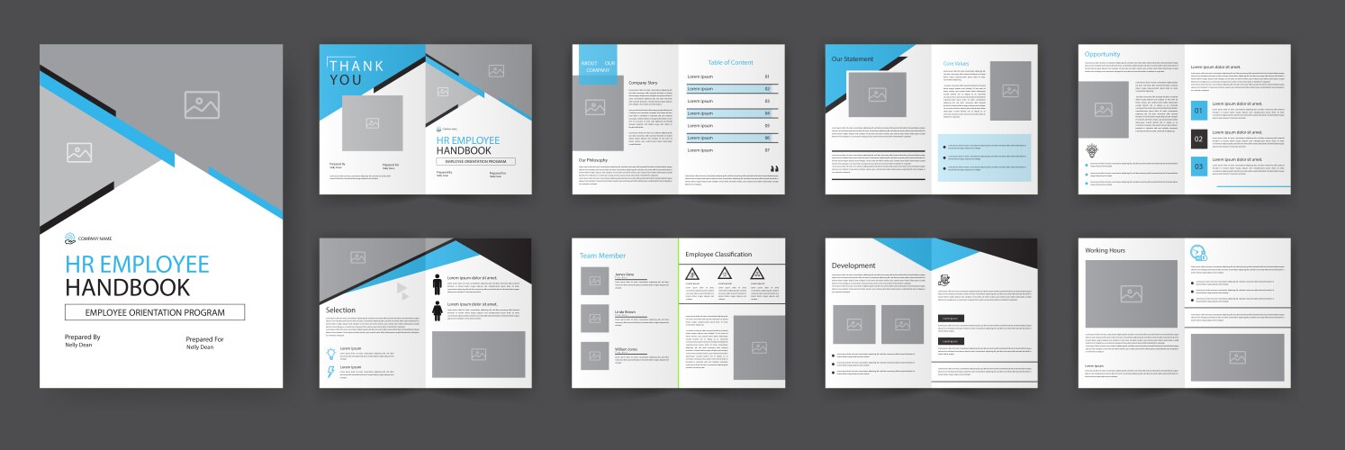 Hr employee handbook brochure template Royalty Free Vector
